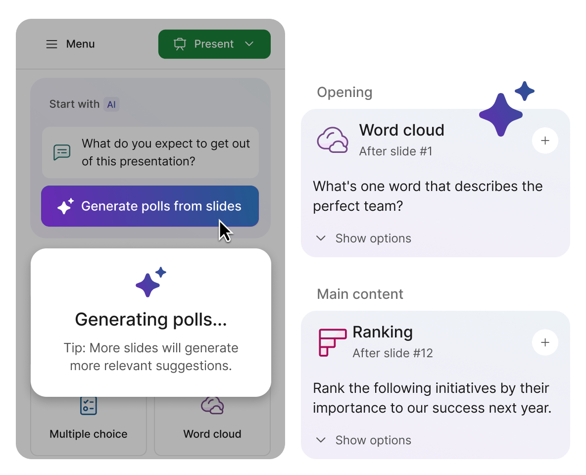 Engage your audience in seconds with Slido AI