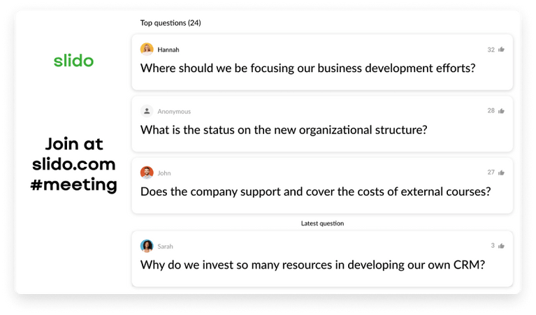 Slido for all-hands meetings | Slido - Audience Interaction Made Easy