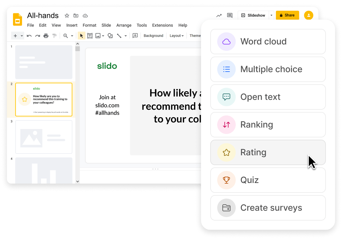 Live Polling For Google Slides Poll Survey Add on Slido