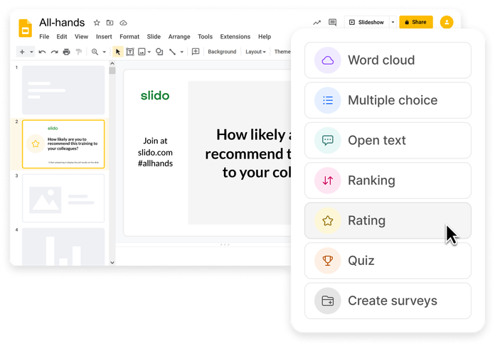 Live Polling for Google Slides | Poll & Survey Add-on | Slido