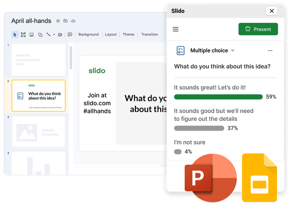 Use Slido in slides + video call at the same time | Slido