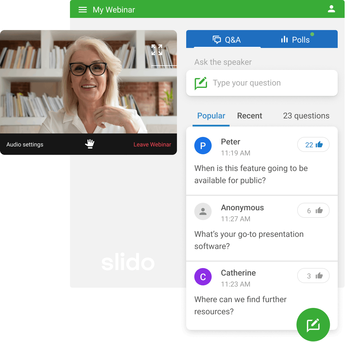 Slido for webinars | Slido - Audience Interaction Made Easy
