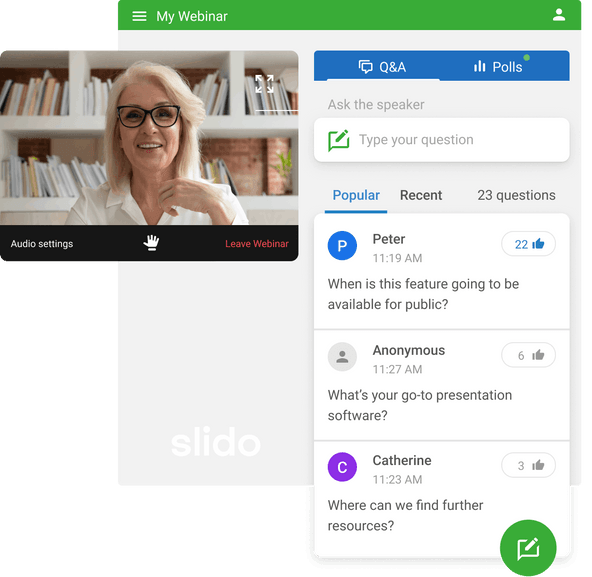 Slido for webinars | Slido - Audience Interaction Made Easy