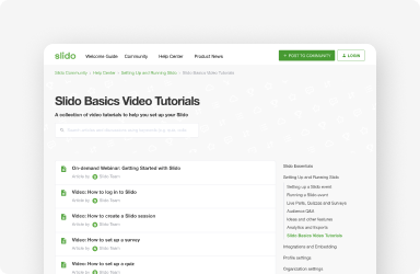 Slido events and webinars